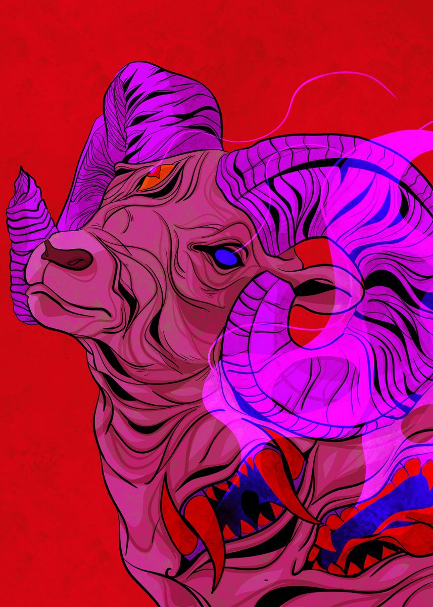 'demon goat' Poster, picture, metal print, paint by hafis ardiansyah ...