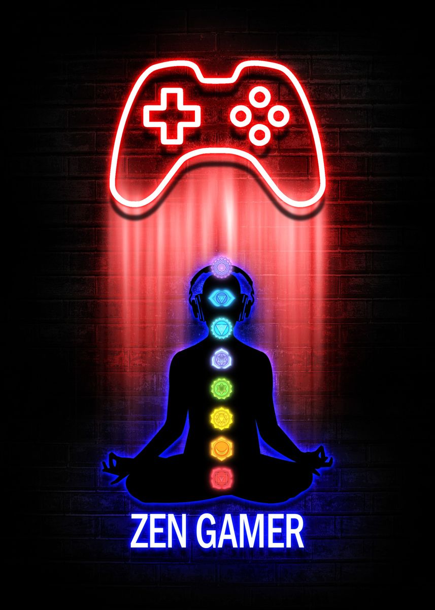 'Zen Gamer Neon' Poster, picture, metal print, paint by Black Four ...