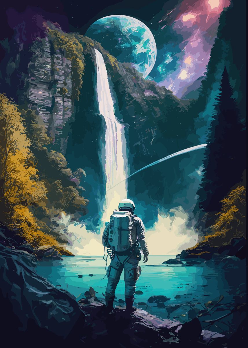 'Space Landscape Galaxy' Poster, picture, metal print, paint by Maltos ...