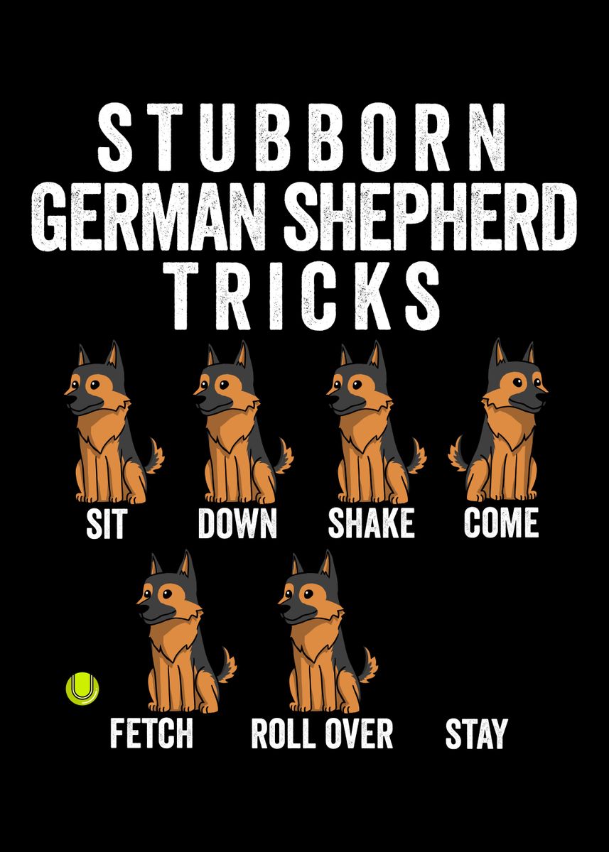 'German Shepherd Tricks' Poster, picture, metal print, paint by PetPrints | Displate