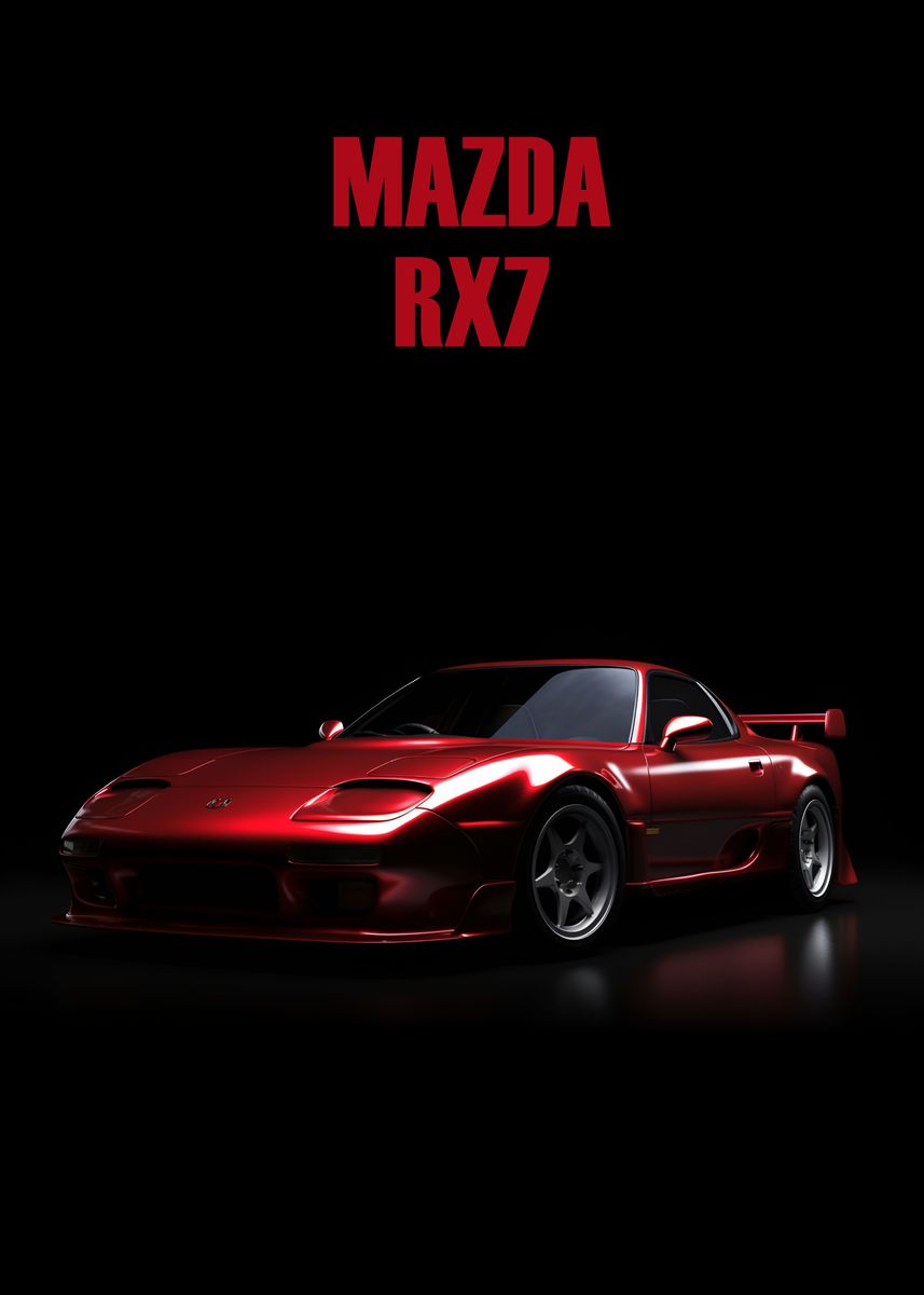'Mazda RX7 Red Candy' Poster, picture, metal print, paint by Masje ...