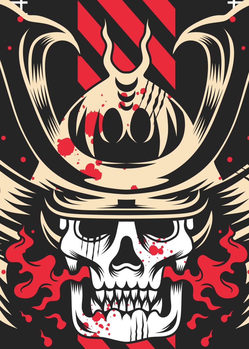 'Japan Samurai Skull' Poster by XandYart | Displate