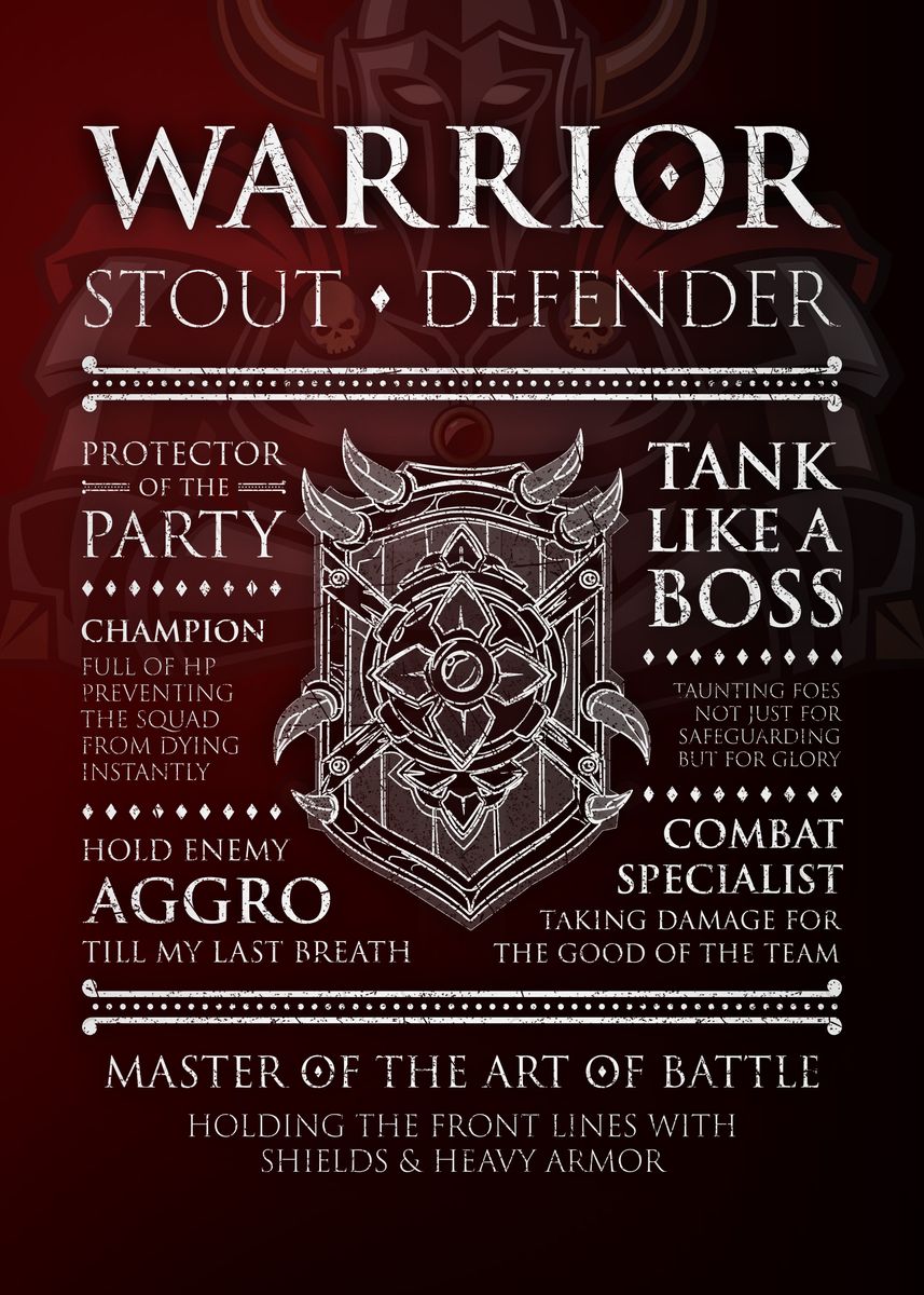 'Game Class Warrior Player' Poster, picture, metal print, paint by ...