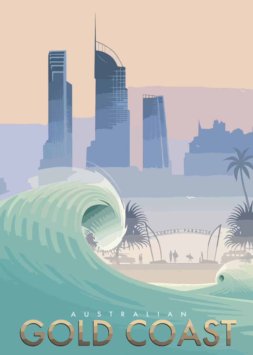 'Travel to gold coast' Poster, picture, metal print, paint by Leonardo ...