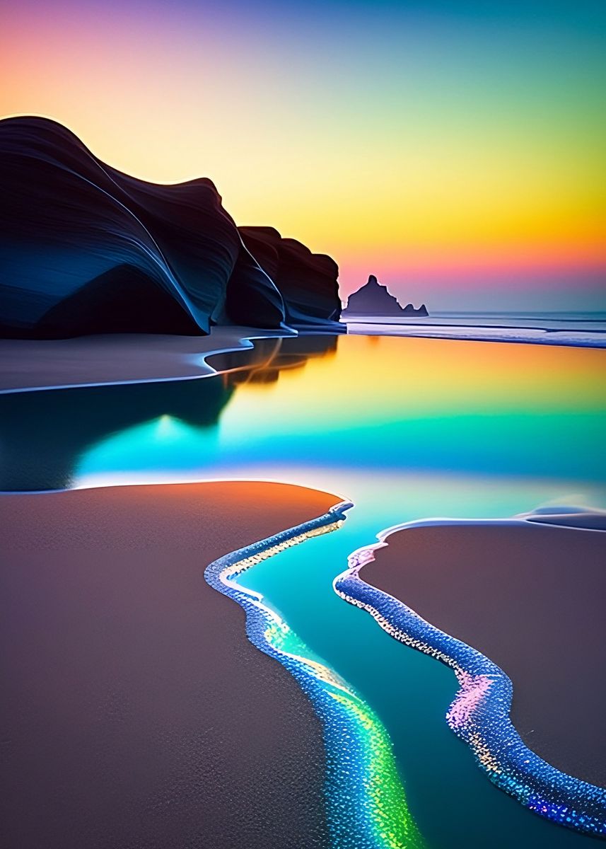 'Beach House landscape' Poster by ArtisticET | Displate