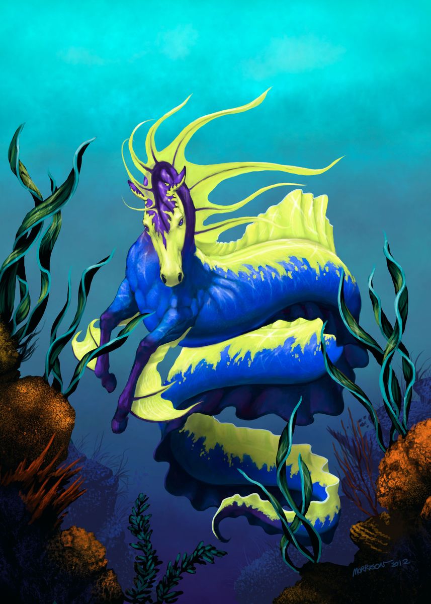 'Ribbon Hippocampaus' Poster, picture, metal print, paint by Stanley ...