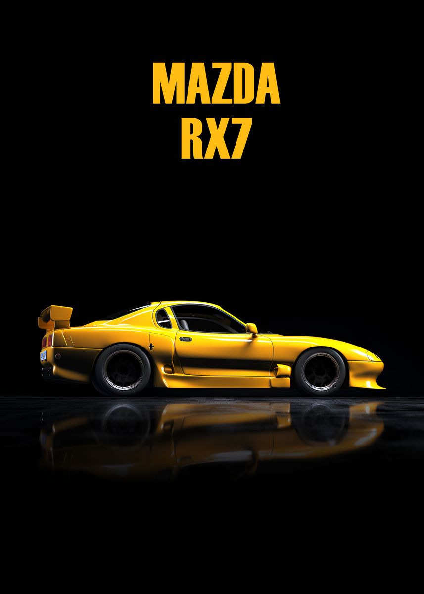 'Mazda RX7 Yellow Candy' Poster by Masje Studio | Displate