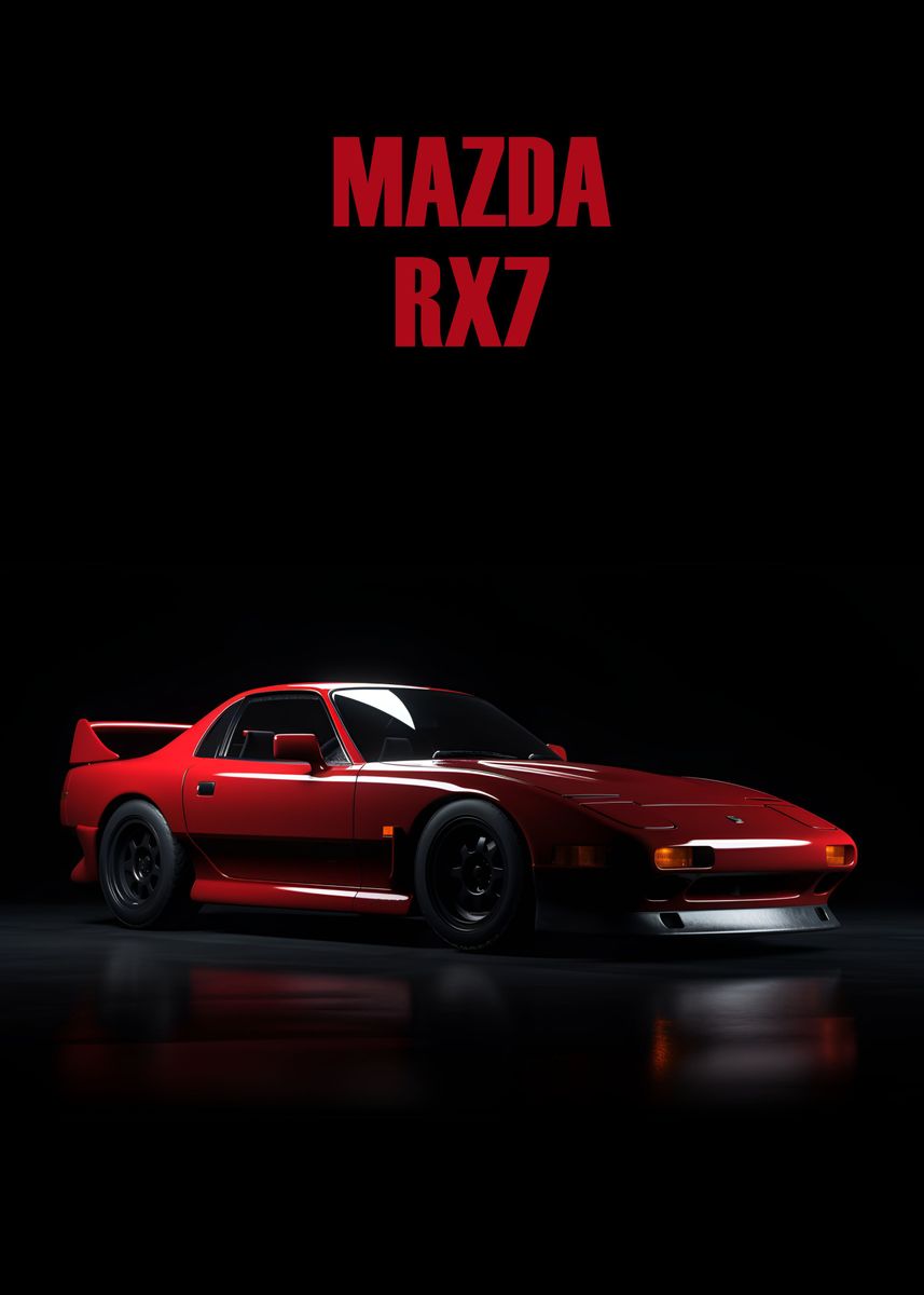 'Mazda RX7 Red Candy' Poster, picture, metal print, paint by Masje ...