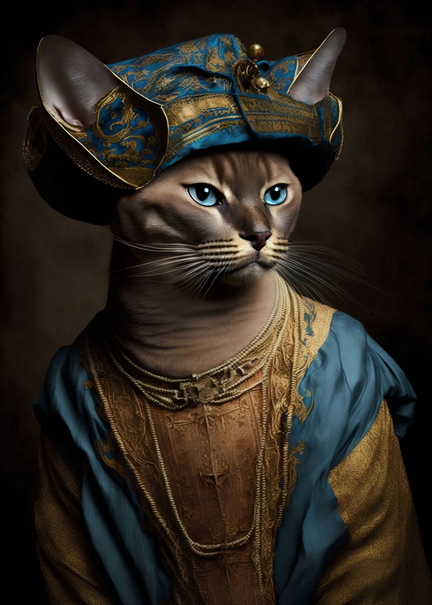 'Portrait Cat In A Medievel' Poster, picture, metal print, paint by ...