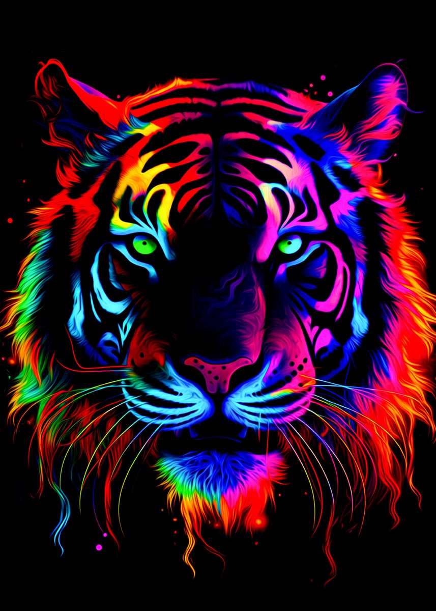 'Colorful Tiger' Poster, picture, metal print, paint by tine Dons ...