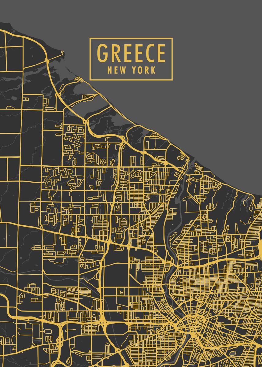 'Greece New York City Map' Poster, picture, metal print, paint by ...