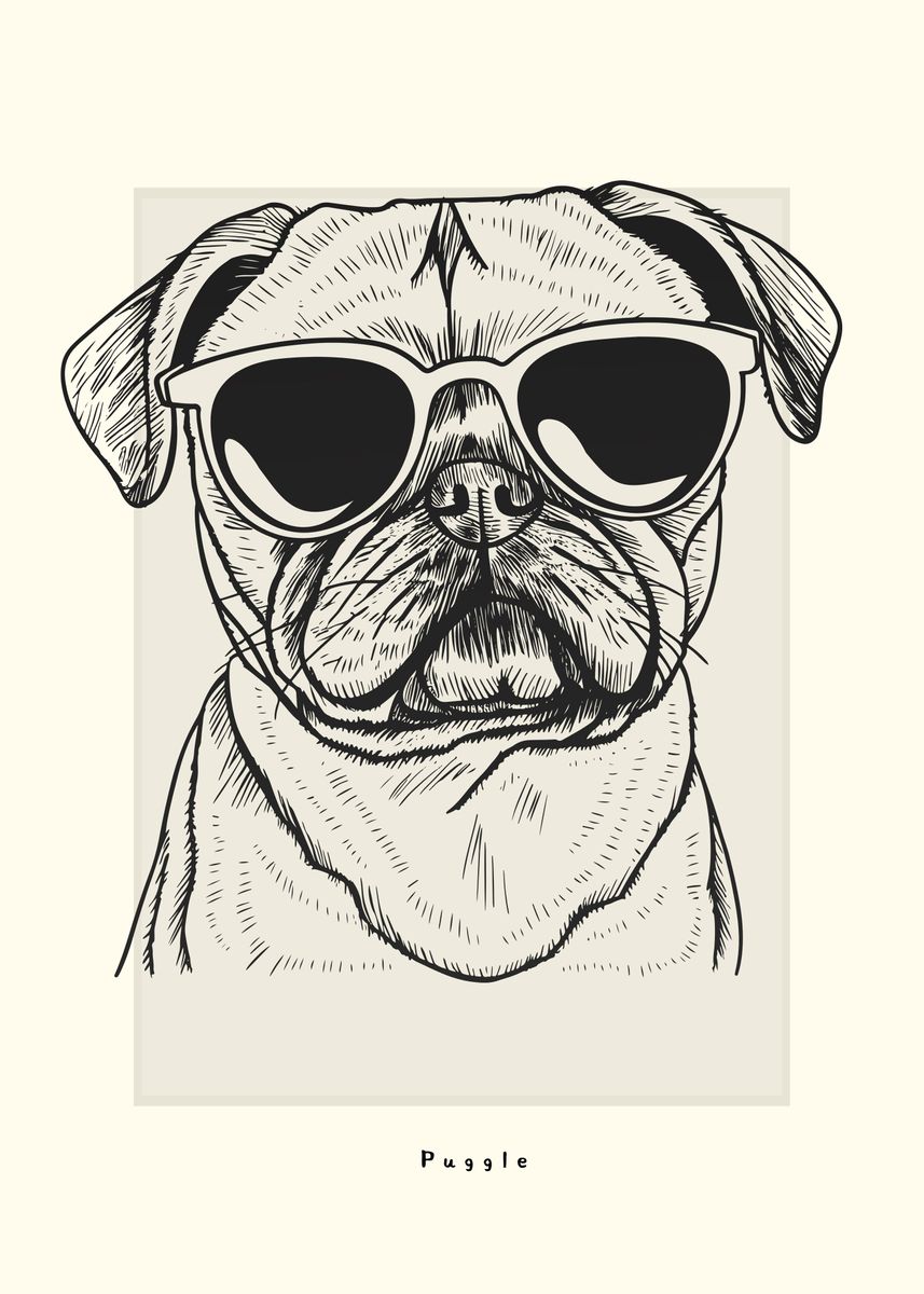 'Puggle Illustration' Poster, picture, metal print, paint by Rafael ...