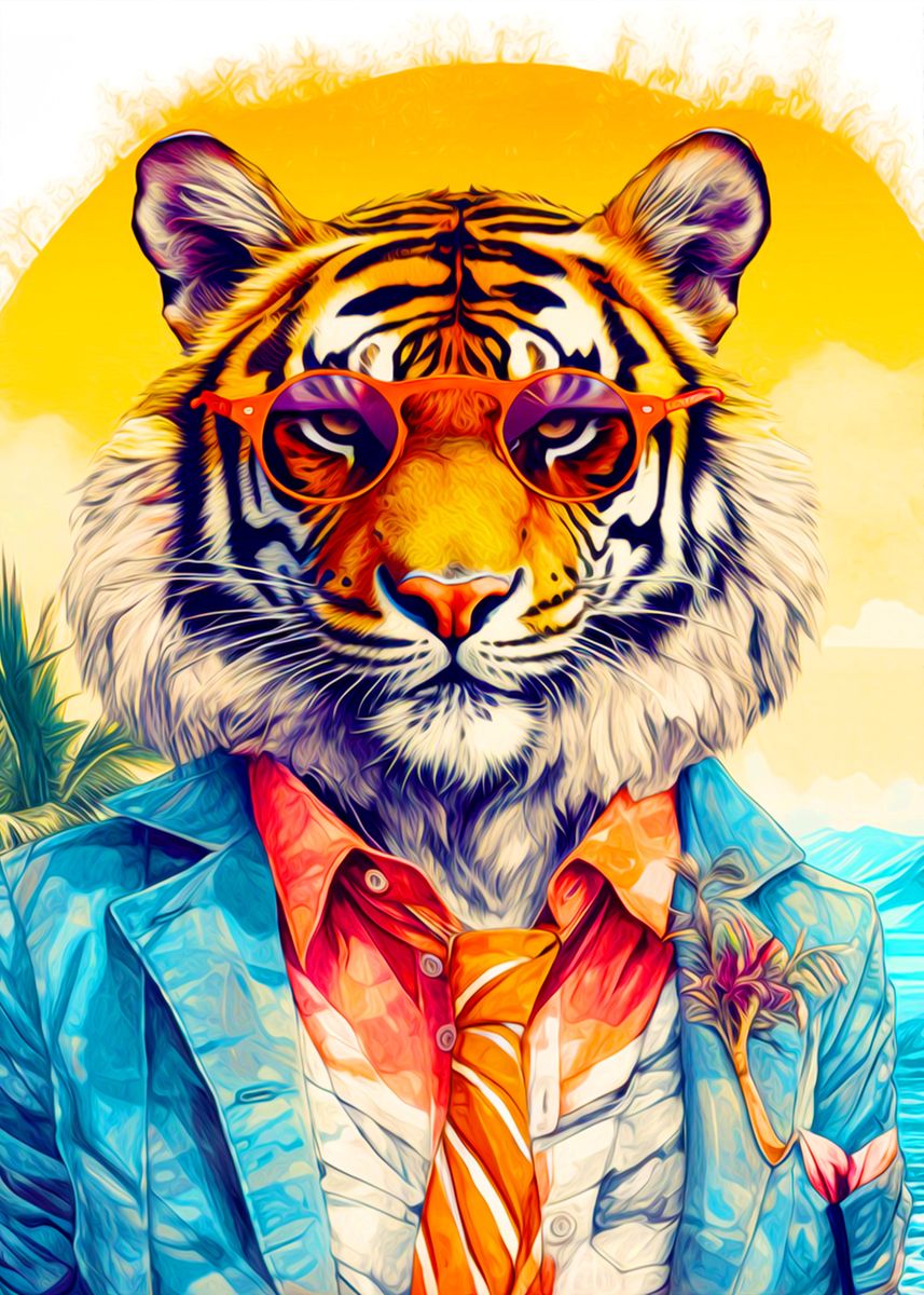 'Mr Tiger' Poster, picture, metal print, paint by sona tranlis | Displate