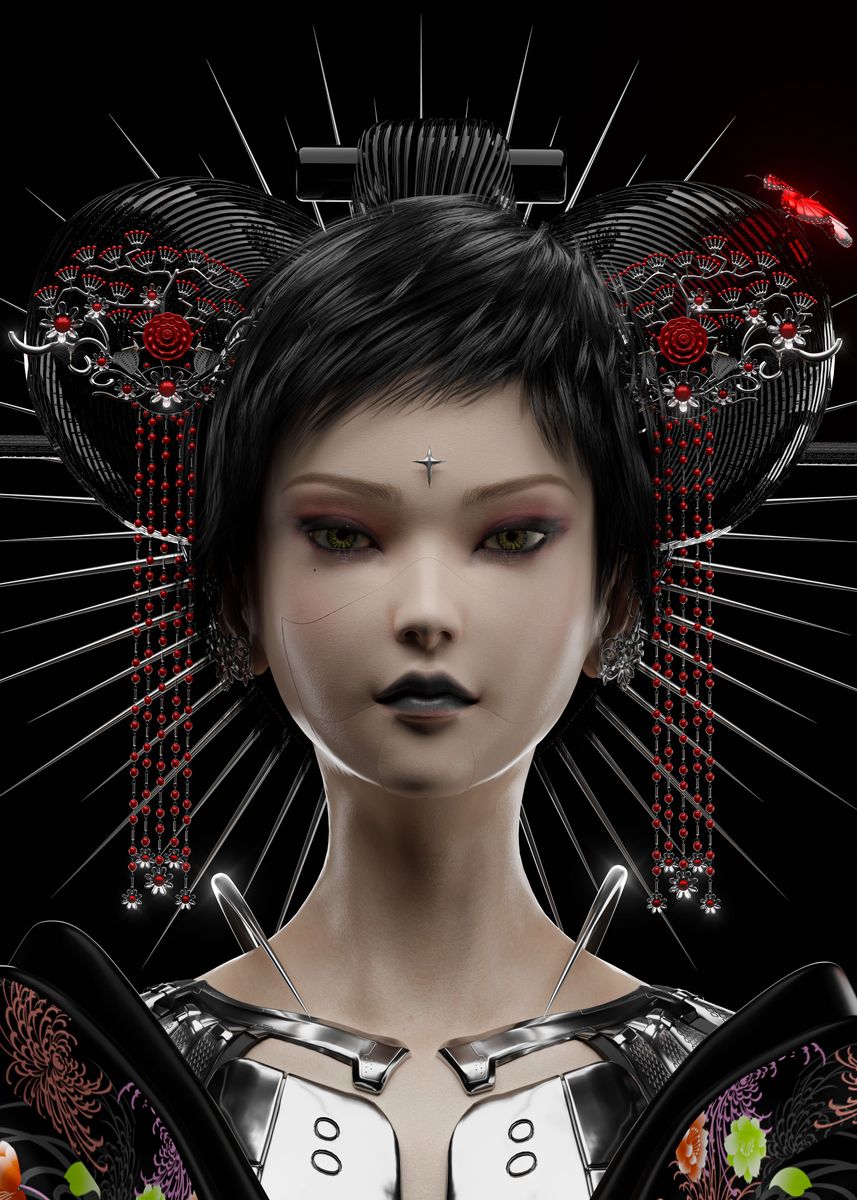 'Geisha' Poster, picture, metal print, paint by Ahtishxm | Displate