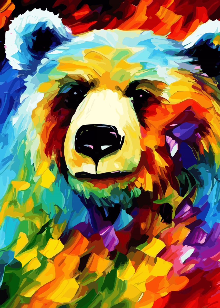 'Colorful Bear Head Art' Poster, picture, metal print, paint by Art ...