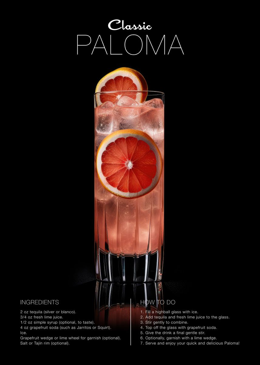 'Paloma Cocktail' Poster, picture, metal print, paint by Digital Arts ...