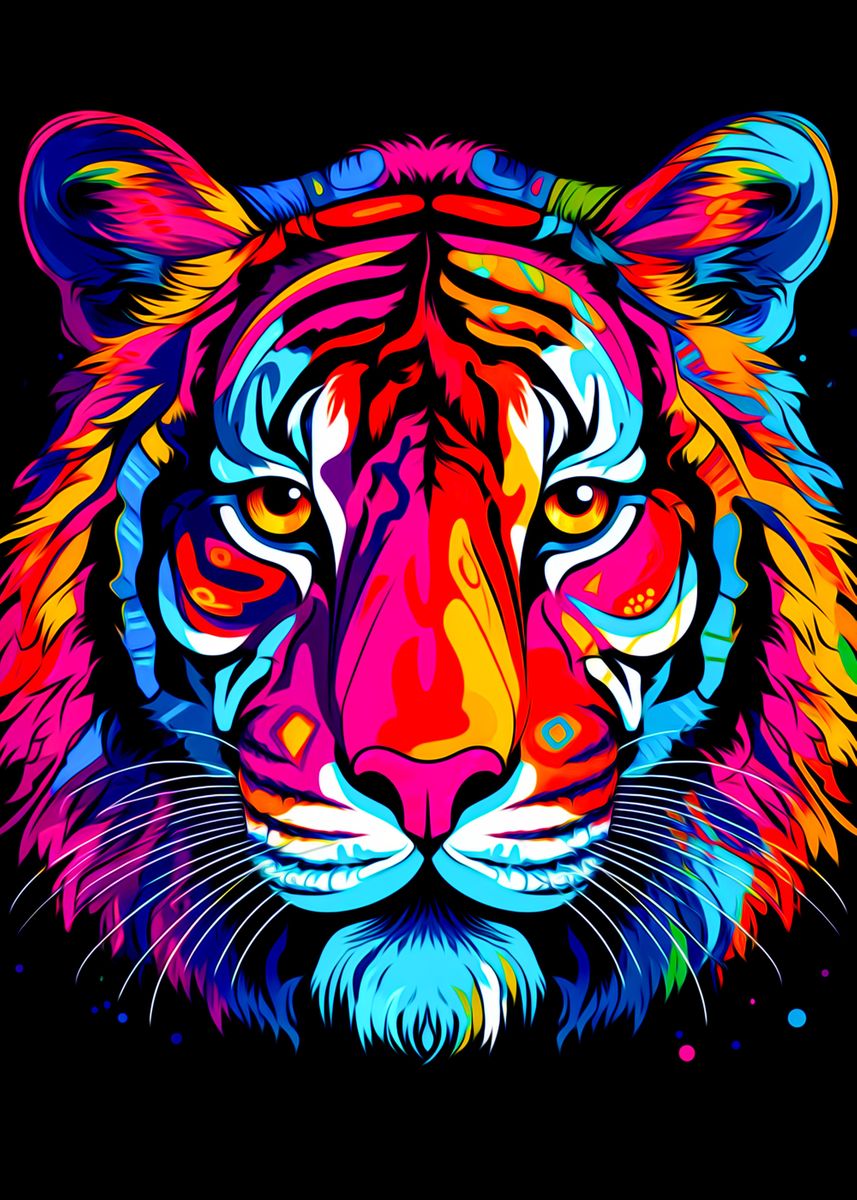 'Colorful Tiger' Poster, picture, metal print, paint by tine Dons ...