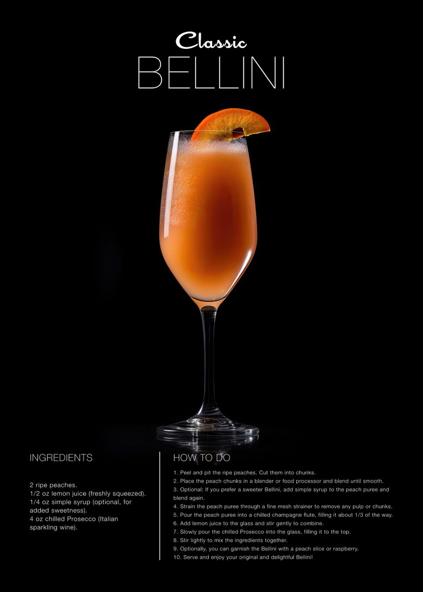'Bellini Cocktail' Poster, picture, metal print, paint by Digital Arts ...
