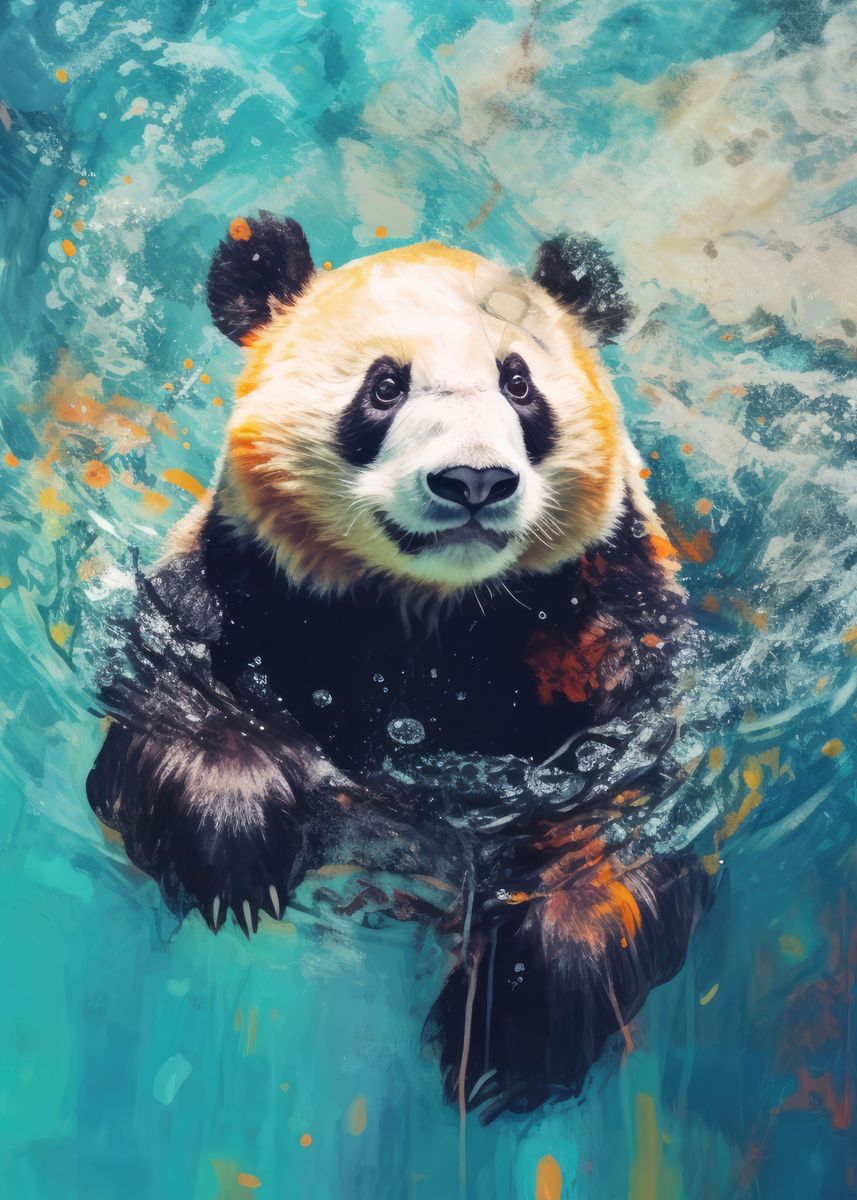 'Underwater Panda' Poster, picture, metal print, paint by Kingdom of ...