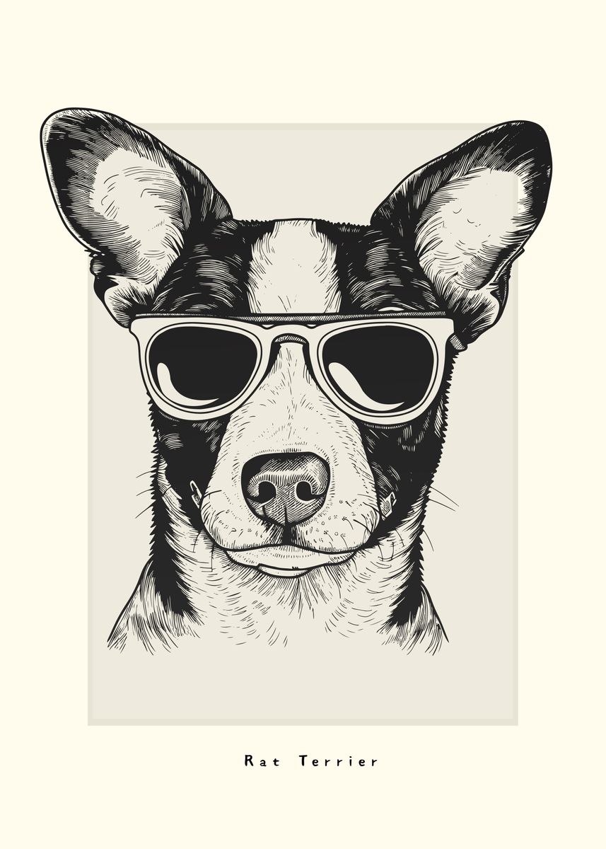 'Rat Terrier Illustration' Poster, picture, metal print, paint by Rafael Dxgn | Displate