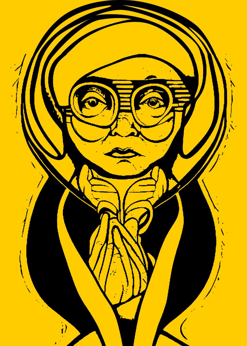 'Stylish Old Lady Line Art' Poster, picture, metal print, paint by ...