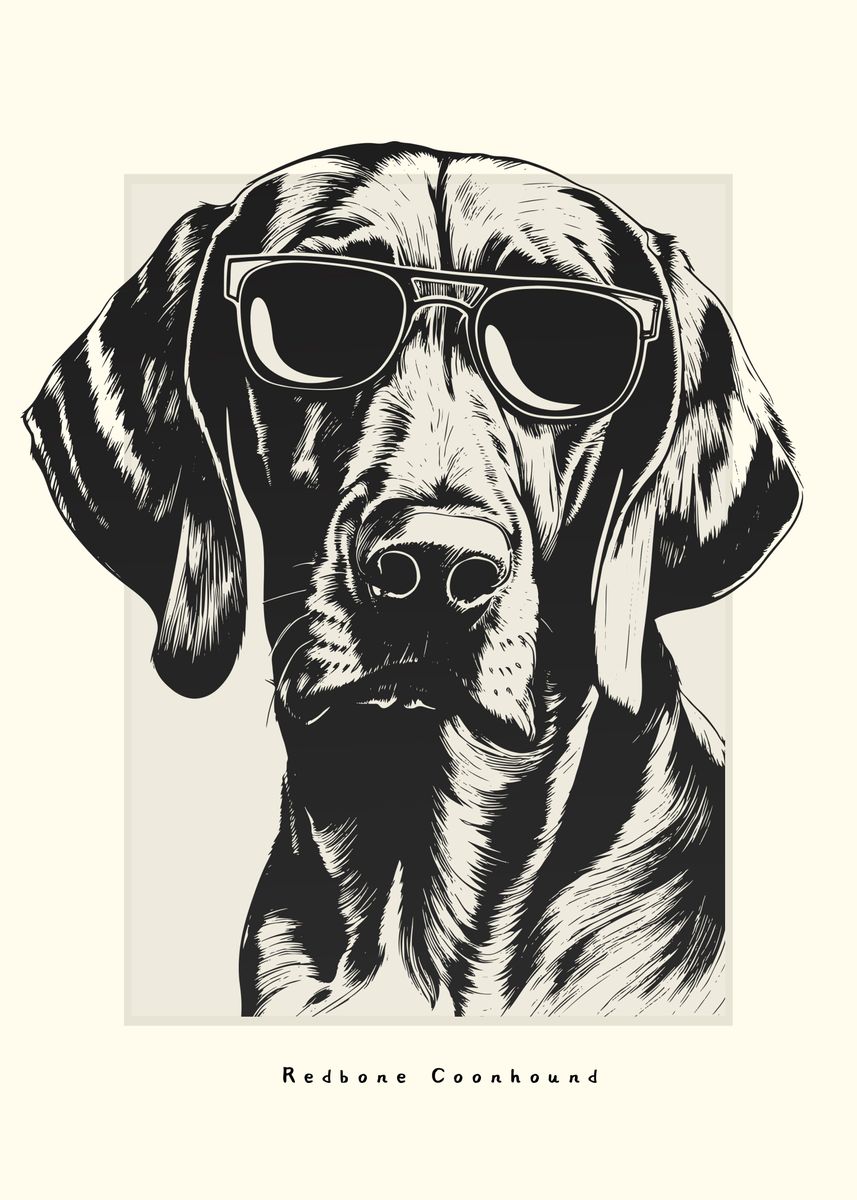 'Redbone Coonhound Sketch' Poster, picture, metal print, paint by Rafael Dxgn | Displate