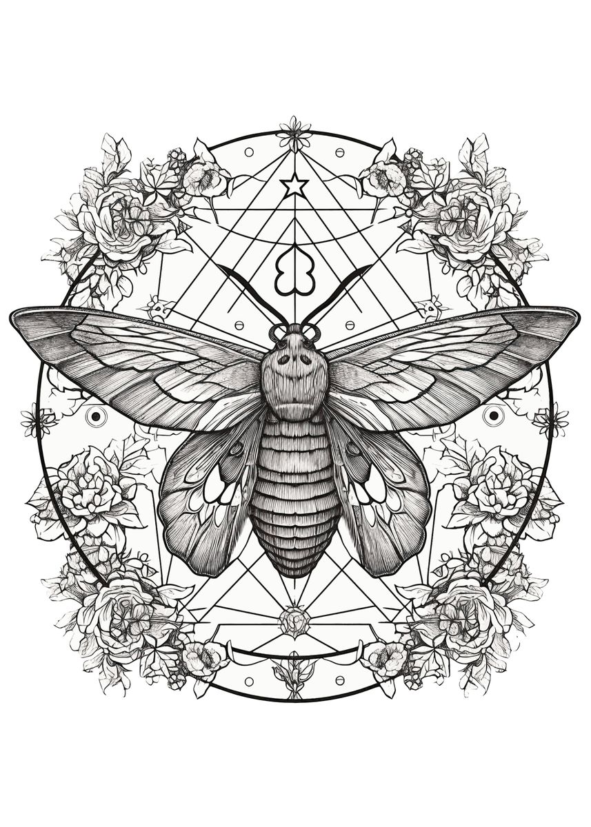 'Gothic Moth Painting' Poster, picture, metal print, paint by ...