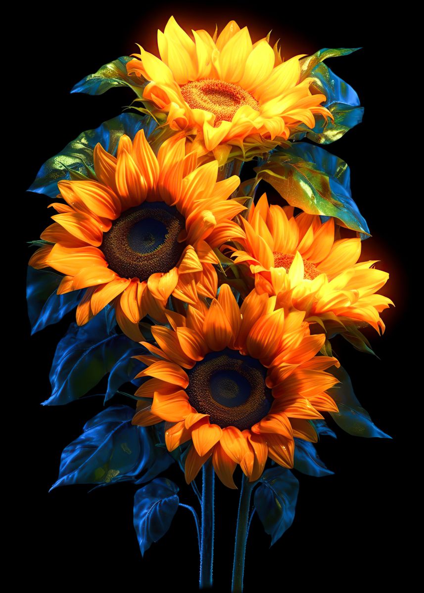 'Sunflowers' Poster, picture, metal print, paint by Leigh Horne Art ...