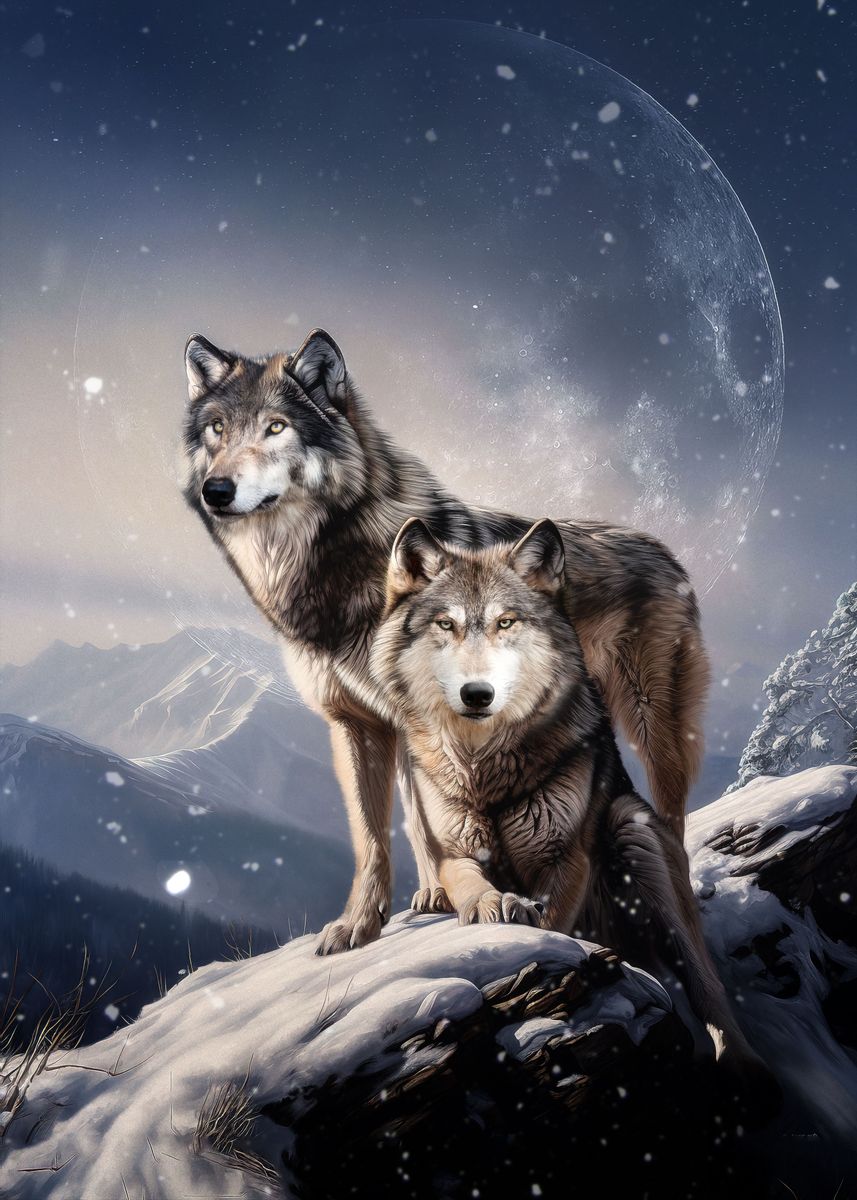 'Lunar Howl' Poster, picture, metal print, paint by Bruno Macedo | Displate