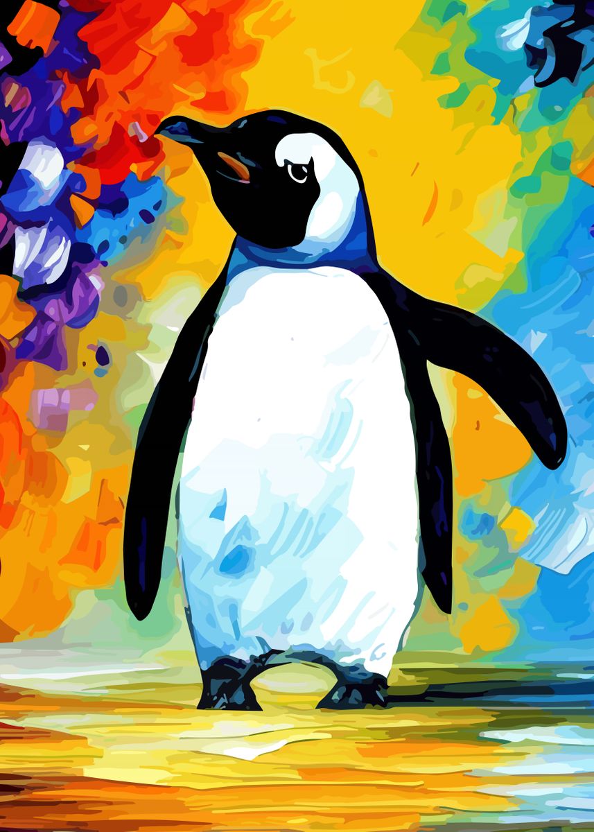 'Cute Penguin Colorful Art' Poster, picture, metal print, paint by Art ...