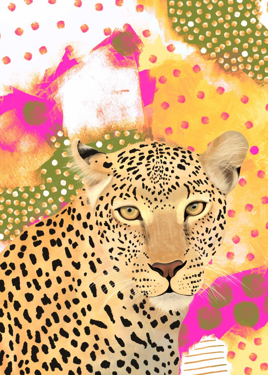'Modern Leopard Portrait' Poster, picture, metal print, paint by ...
