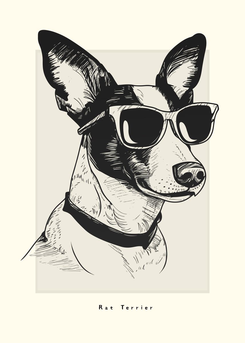 'Rat Terrier Illustration' Poster, picture, metal print, paint by Rafael Dxgn | Displate