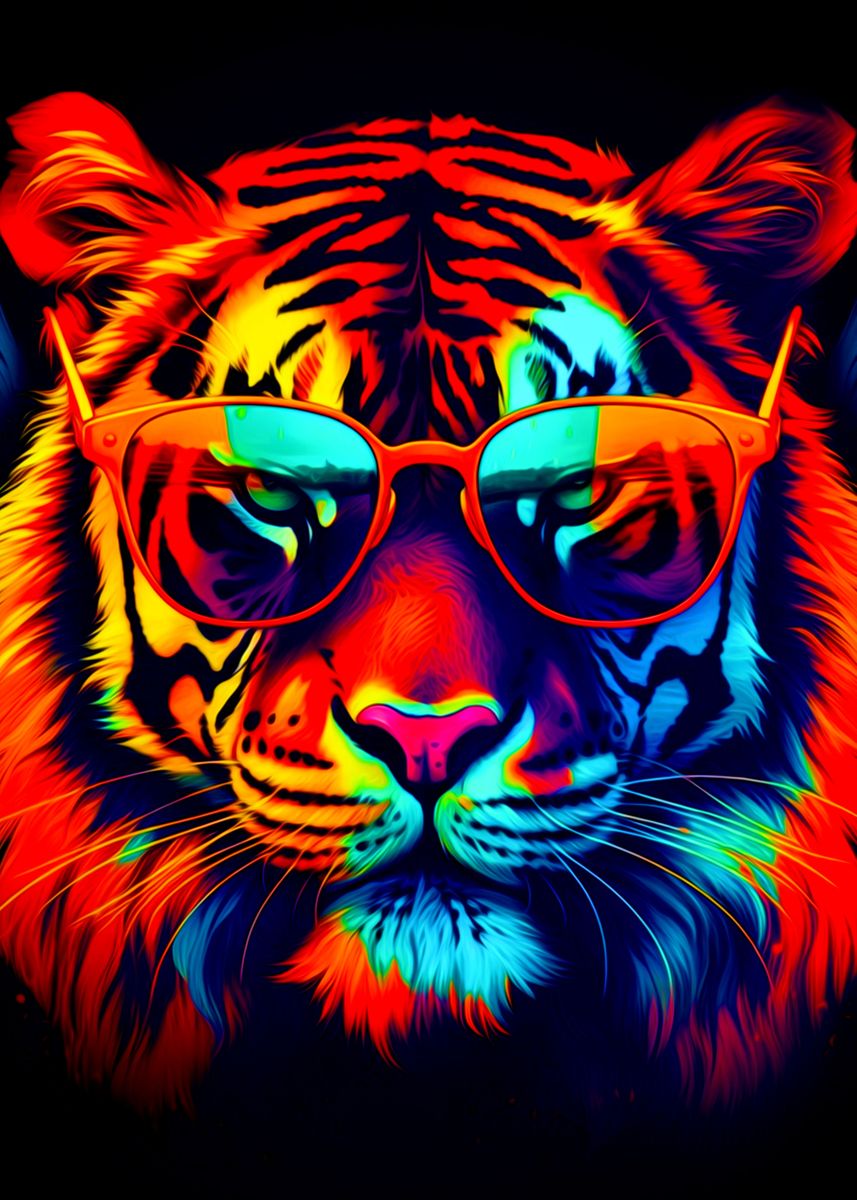 'Colorful Tiger' Poster, picture, metal print, paint by tine Dons ...