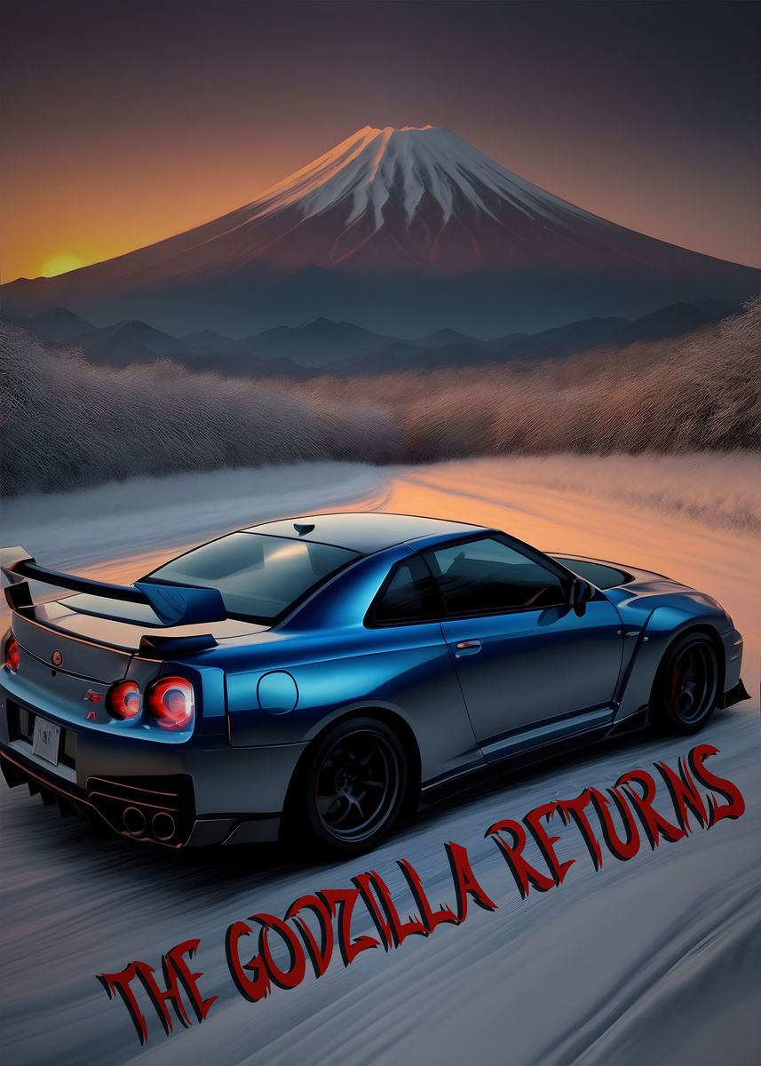 'NISSAN SKYLINE GTR R34' Poster, picture, metal print, paint by ...
