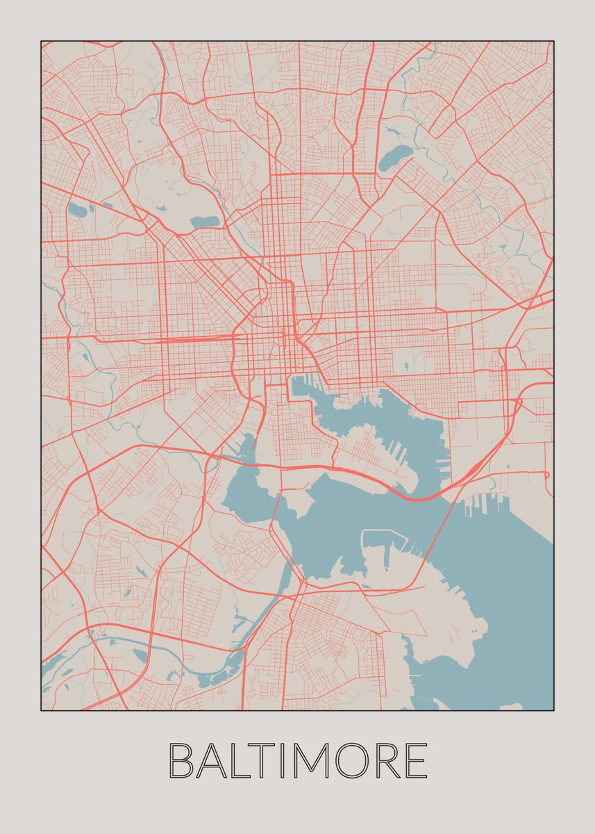 'Baltimore Vintage Map' Poster, picture, metal print, paint by dkDesign ...