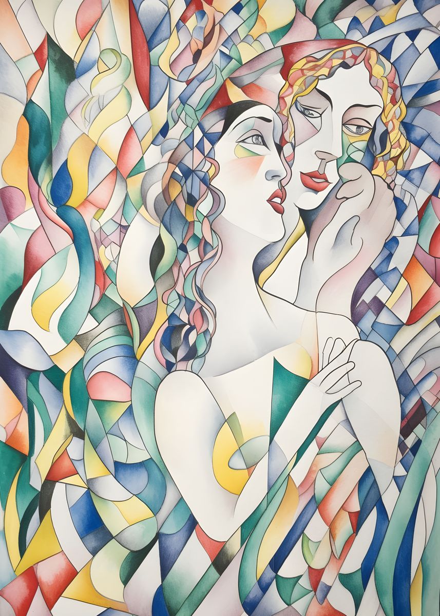 'Abstract Art Two Women' Poster, picture, metal print, paint by Makadur ...