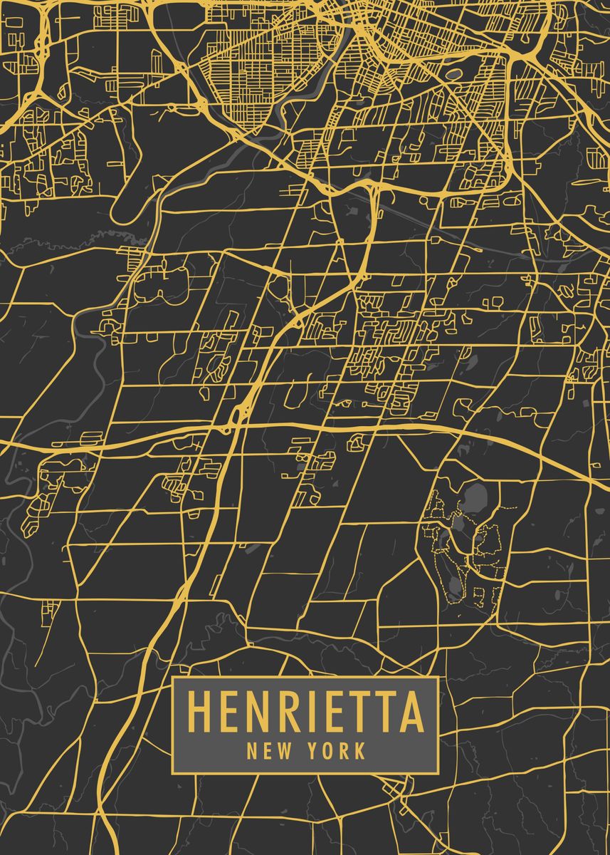 'Henrietta NY Map' Poster, picture, metal print, paint by Miracle ...