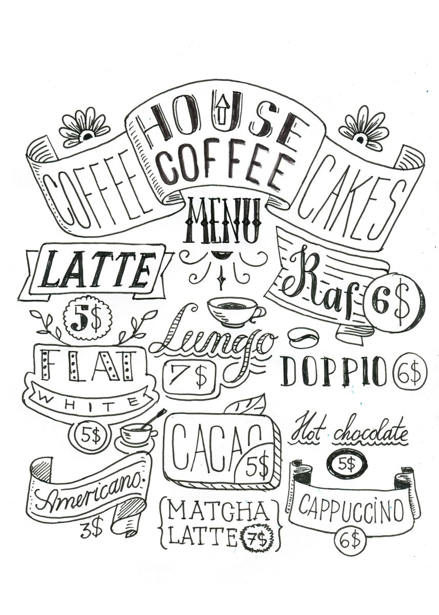 'Lettering for cafe' Poster, picture, metal print, paint by Maryna ...