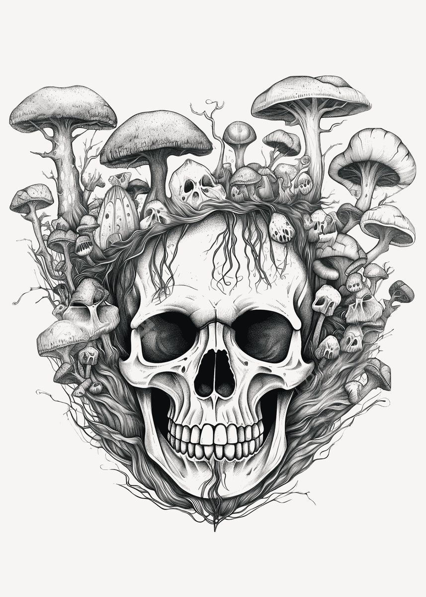 'Gothic Mushroom Skull' Poster by BestPrints | Displate