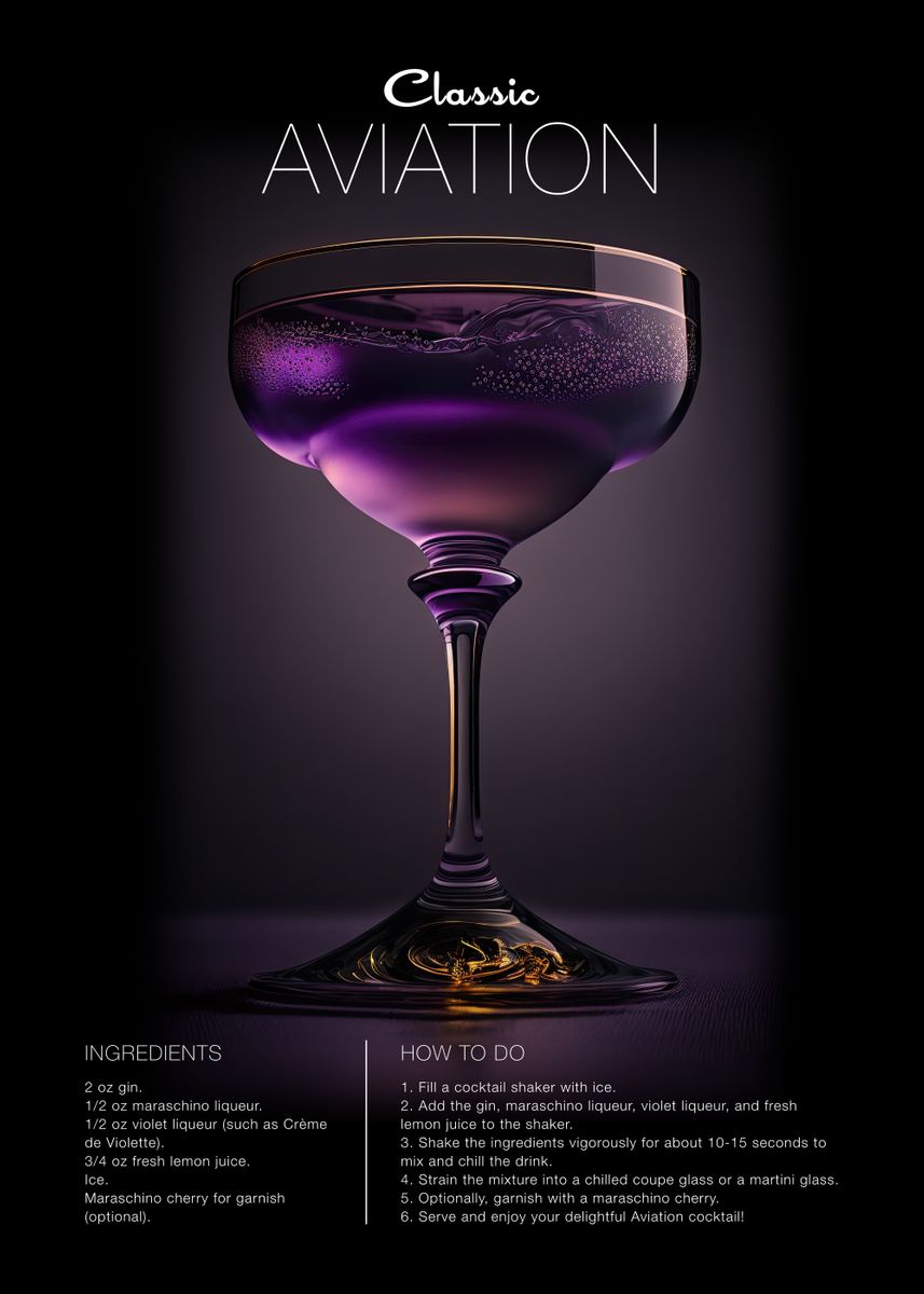 'Aviation Cocktail' Poster, picture, metal print, paint by Digital Arts ...
