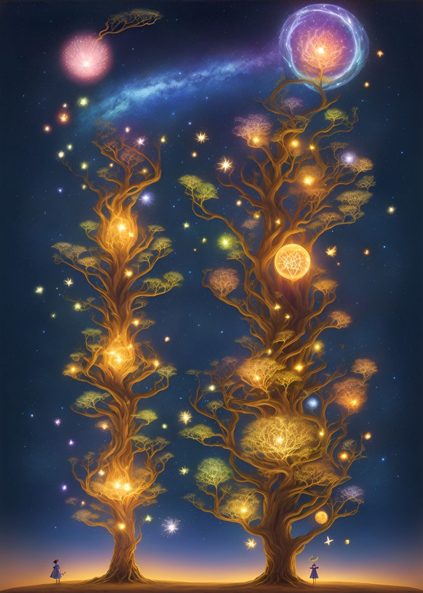 'Two surreal trees' Poster, picture, metal print, paint by Below ...