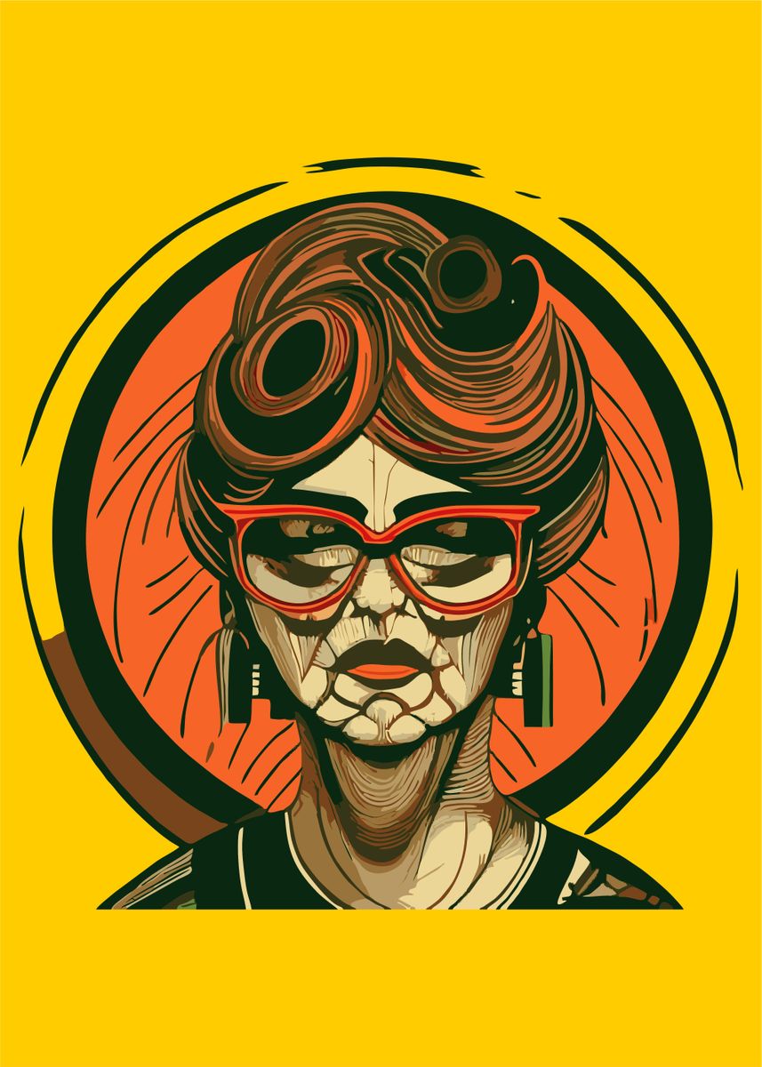 'Pop Art Of Stylis Old Lady' Poster, picture, metal print, paint by ...
