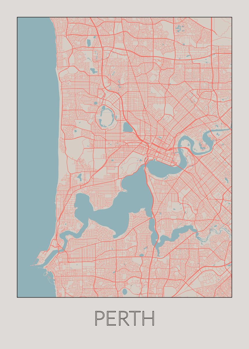 'Perth Vintage Map' Poster by dkDesign | Displate