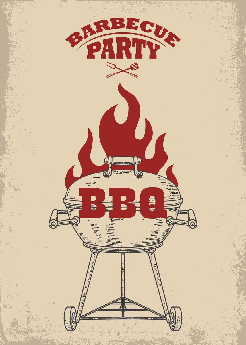 'Bbq and grill Poster ' Poster, picture, metal print, paint by ...