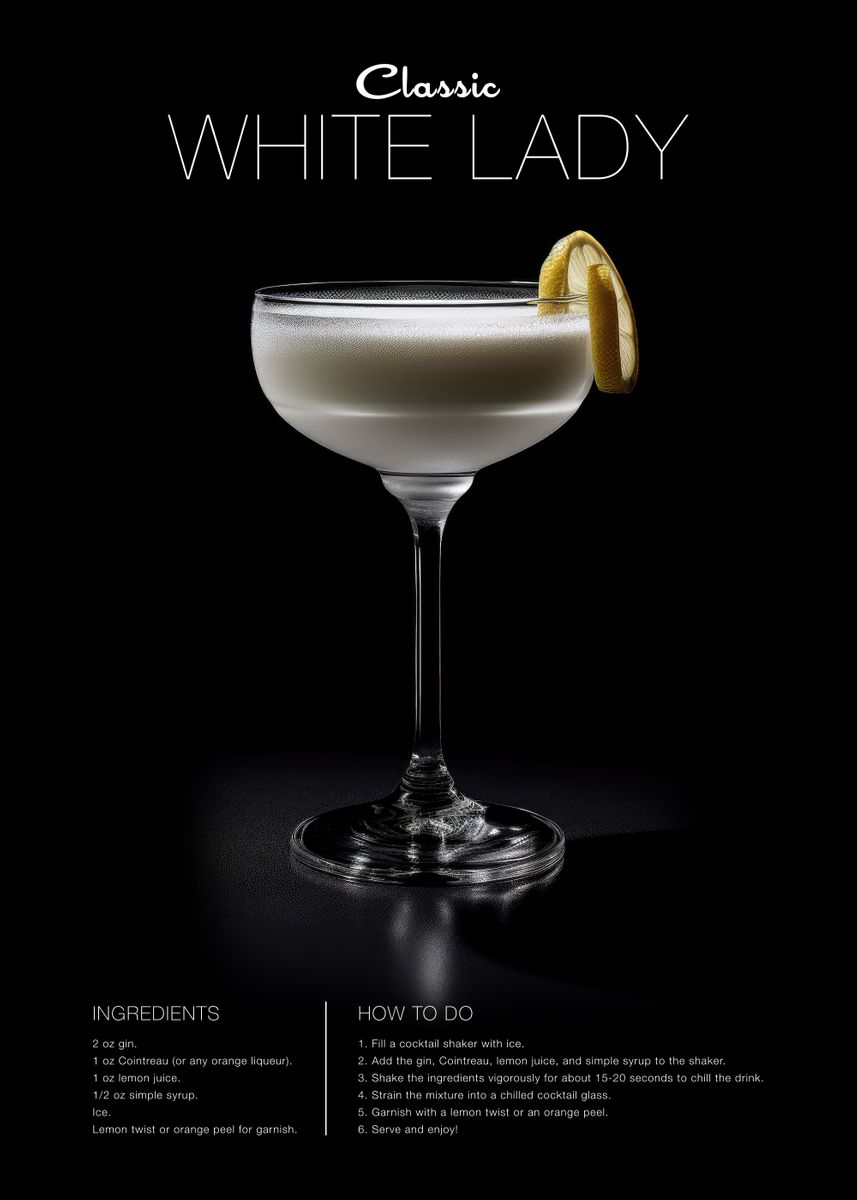 'White Lady Cocktail' Poster, picture, metal print, paint by Digital ...
