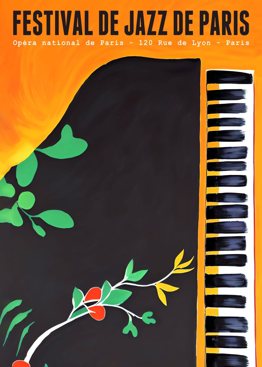 'Retro Jazz Poster' Poster, picture, metal print, paint by BluePinkPanther | Displate