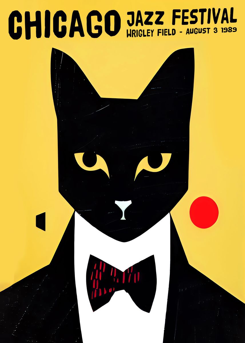 'Chicago Jazz Festival Cat' Poster, picture, metal print, paint by BluePinkPanther | Displate