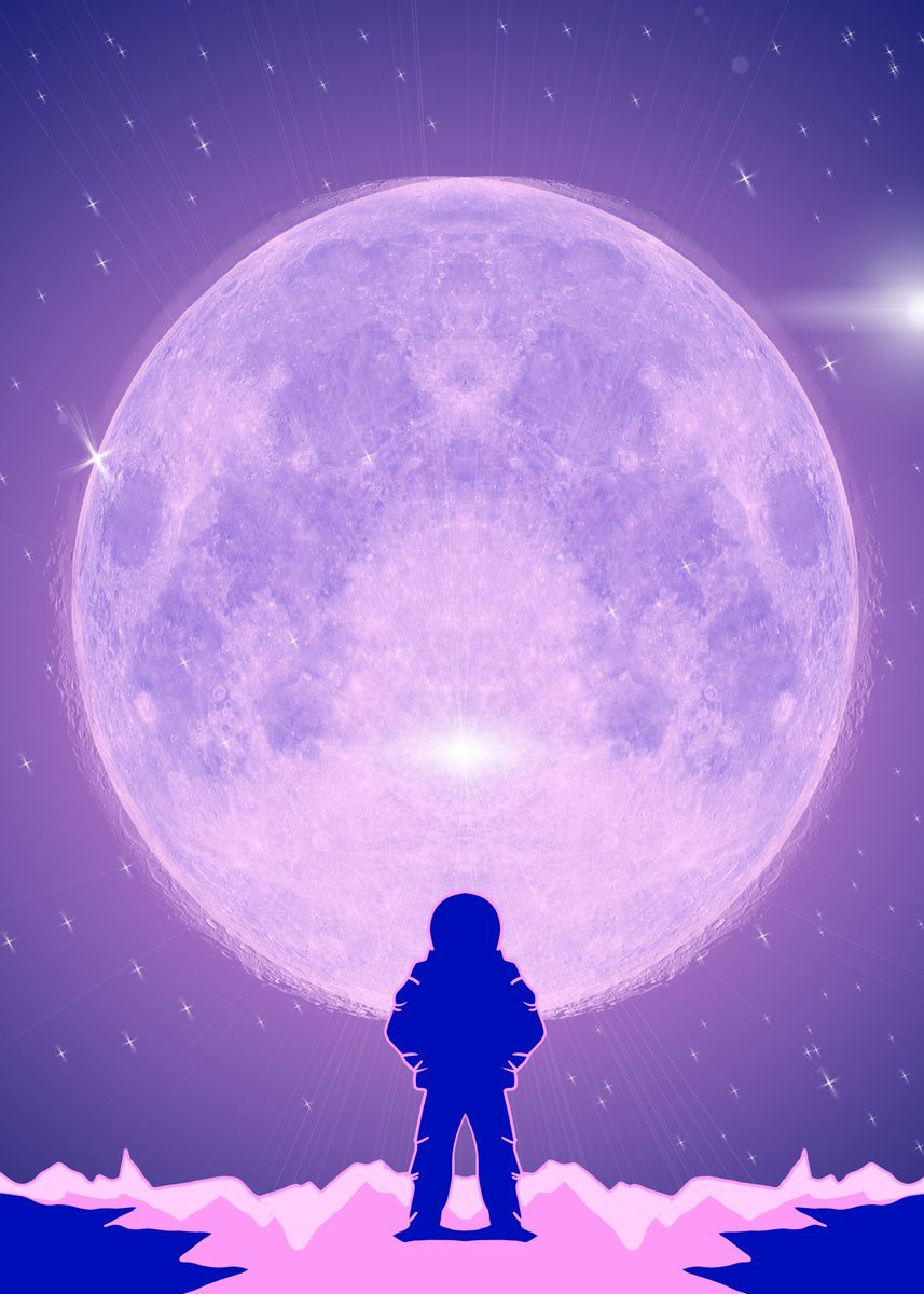 'astronaut with moon' Poster by master piece art | Displate