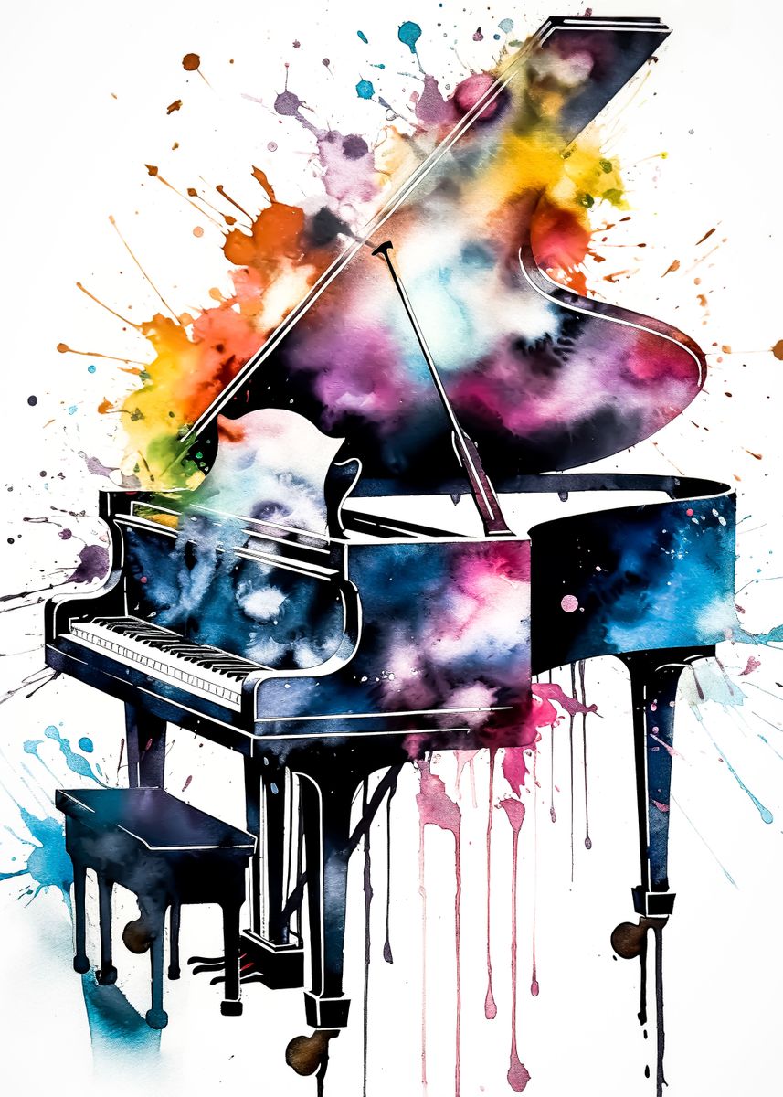 'Piano Colorful' Poster, picture, metal print, paint by 5Fine | Displate