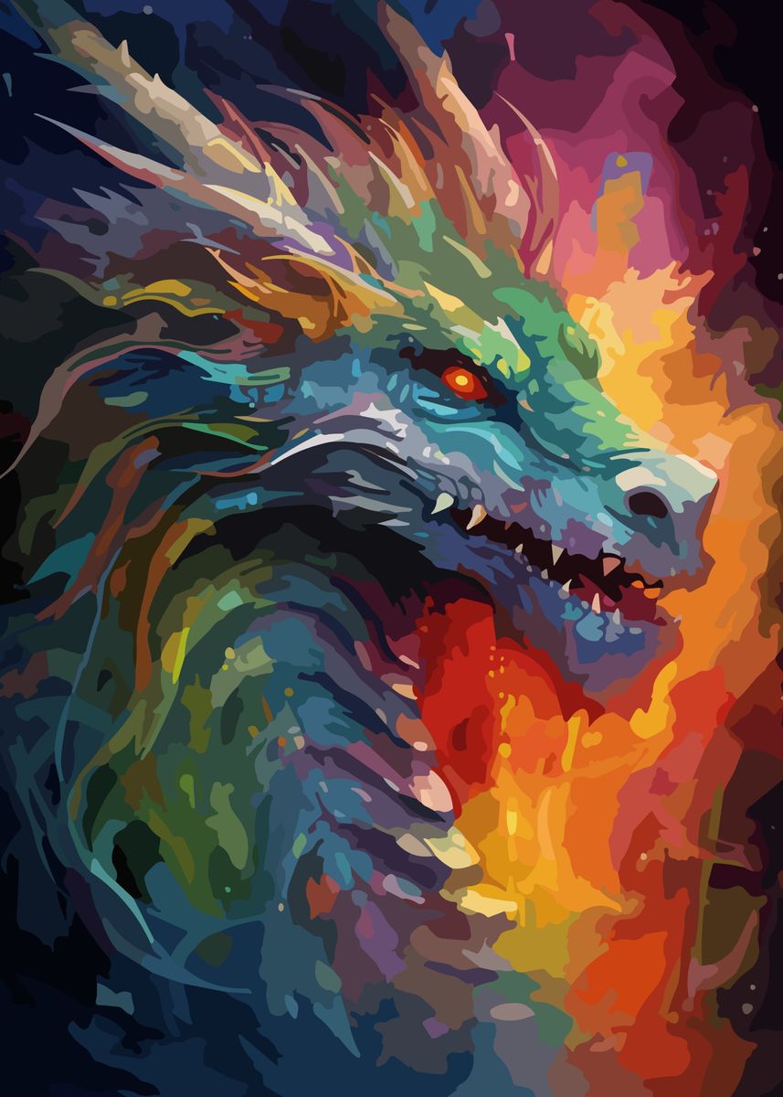 'Dragon Abstract Art Paint' Poster, picture, metal print, paint by Art ...